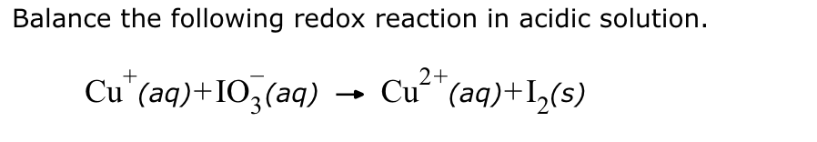 Solved Balance the following redox reaction in acidic | Chegg.com