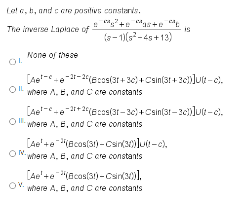 Solved Let a, b, and care positive constants. e-css? | Chegg.com