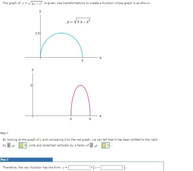 Solved The graph of y = 3x - is given. Use transformations | Chegg.com