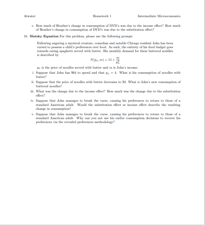 ECO3101 - Intermediate Microeconomics Homework 3: | Chegg.com