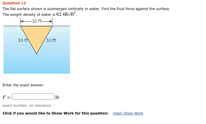Solved Question 12 The flat surface shown is submerged | Chegg.com