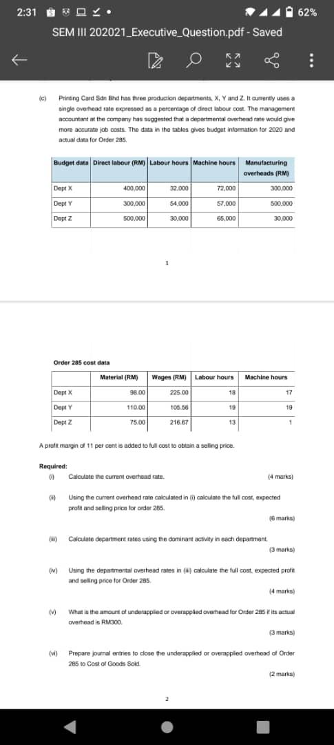 Solved 2318andロン・ 62 Sem Iii 202021executivequestionpdf 