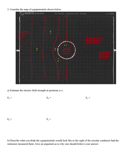 Solved 2. Consider the map of equipotentials shown below. | Chegg.com