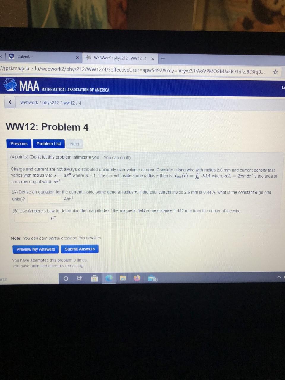 Solved Calendar х WebWork: phys212: WW12:4 x | Chegg.com