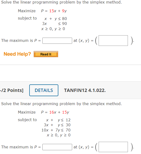 Solved Solve the linear programming problem by the simplex | Chegg.com