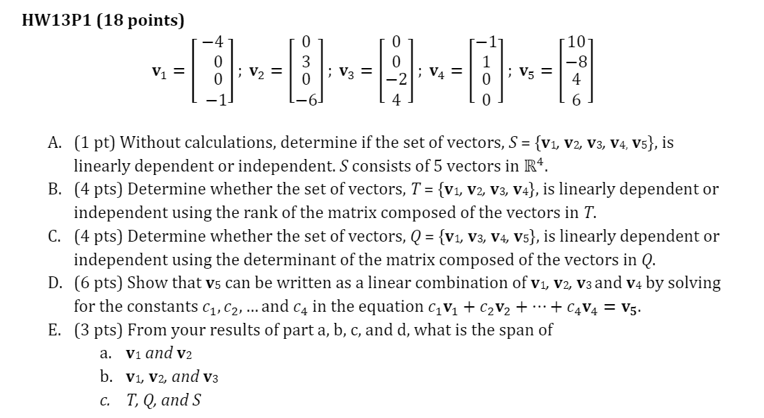 Solved HW13P1 (18 points) -------- 101 -8 4 A. (1 pt) | Chegg.com