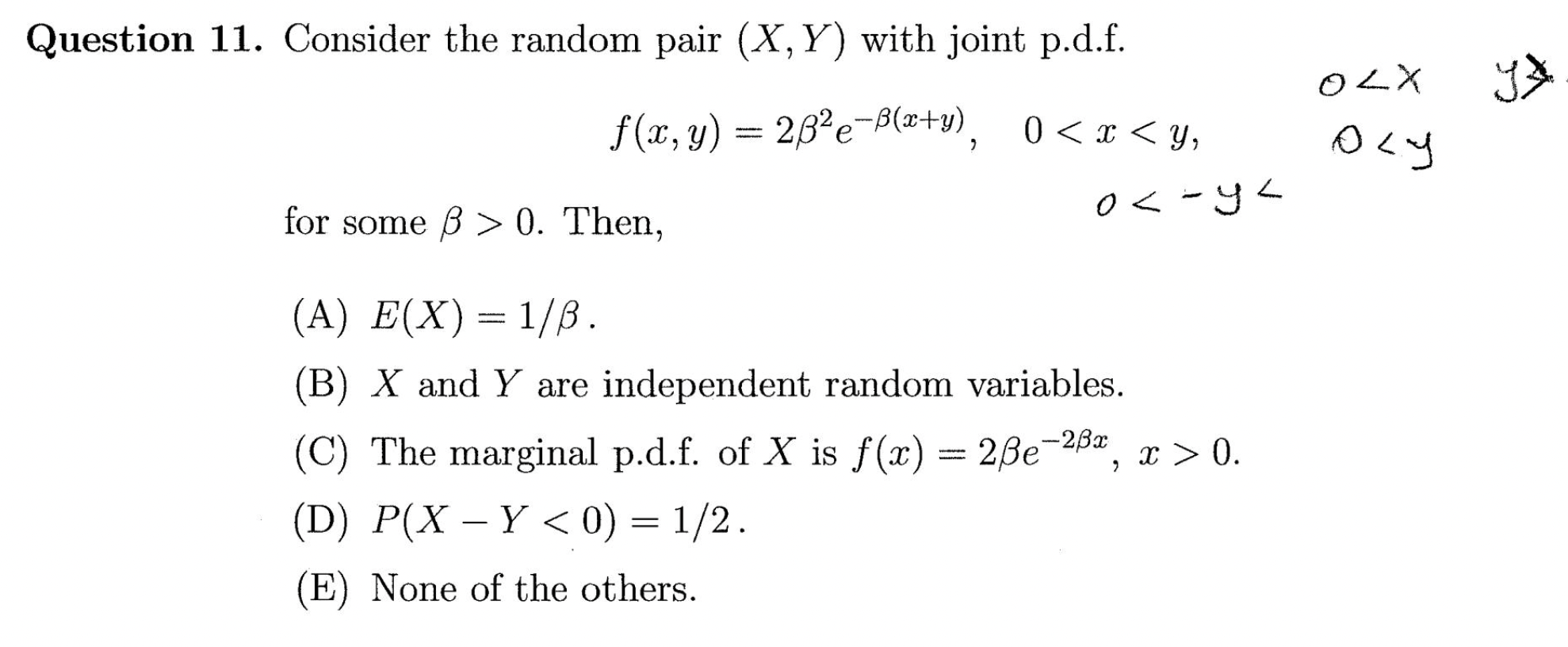 Solved Question 11. ﻿Consider the random pair (x,Y) ﻿with | Chegg.com