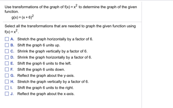 Solved Use transformations of f(x) - x2 to graph the | Chegg.com