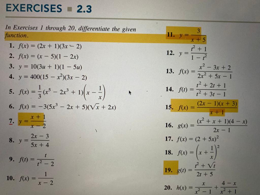 Solved EXERCISES 2.3 11. y = In Exercises 1 through 20, | Chegg.com