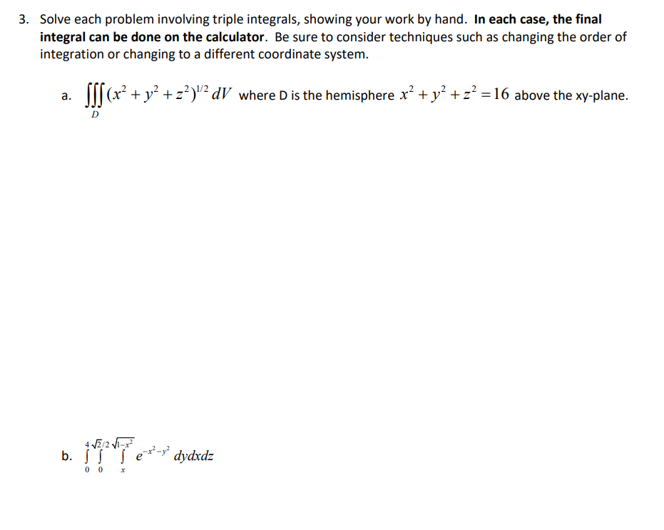 Solved Solve each problem involving triple integrals, | Chegg.com