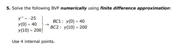 Solved 5. Solve the following BVP numerically using finite | Chegg.com