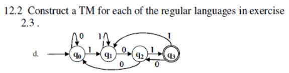 Solved 12.2 Construct a TM for each of the regular languages | Chegg.com