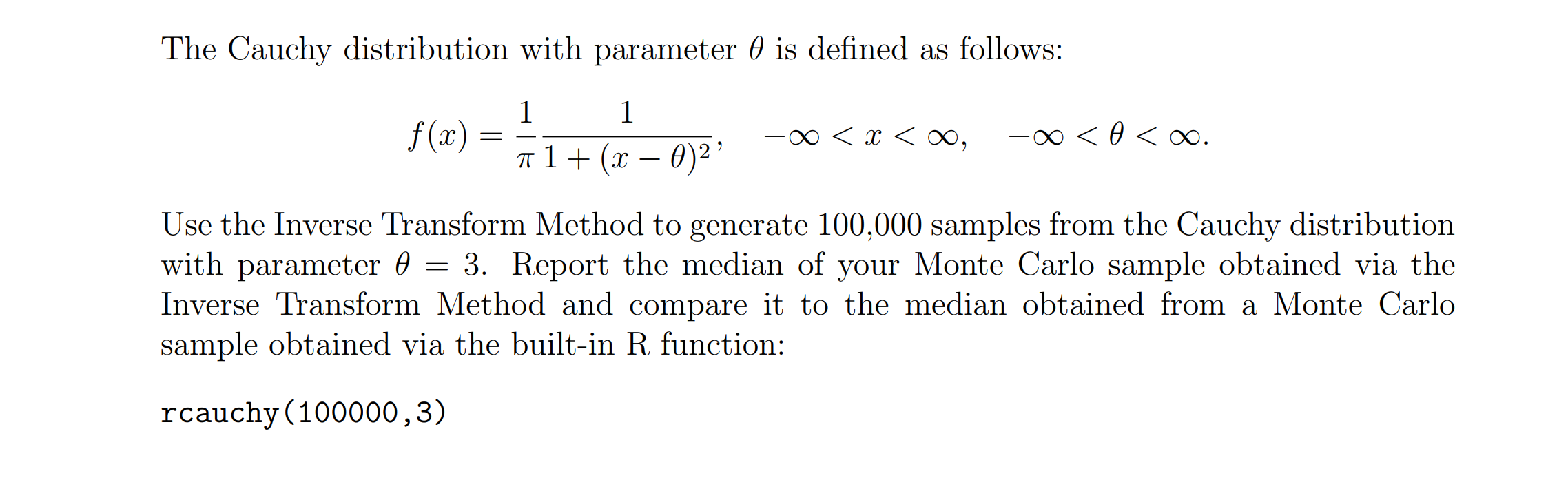 The Cauchy distribution with parameter 0 is defined | Chegg.com