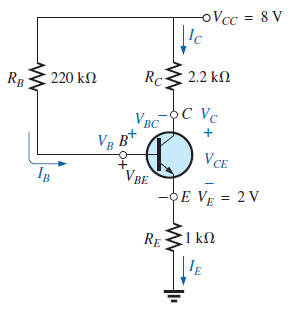 Solved In the following transistor circuit VBE=0.7 V, VE=2V | Chegg.com