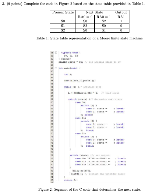 Solved 3. (9 points) Complete the code in Figure 2 based on | Chegg.com