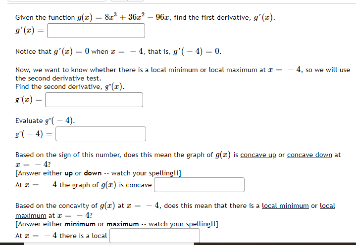 Solved 96x, find the first derivative, g'(x). Given the | Chegg.com