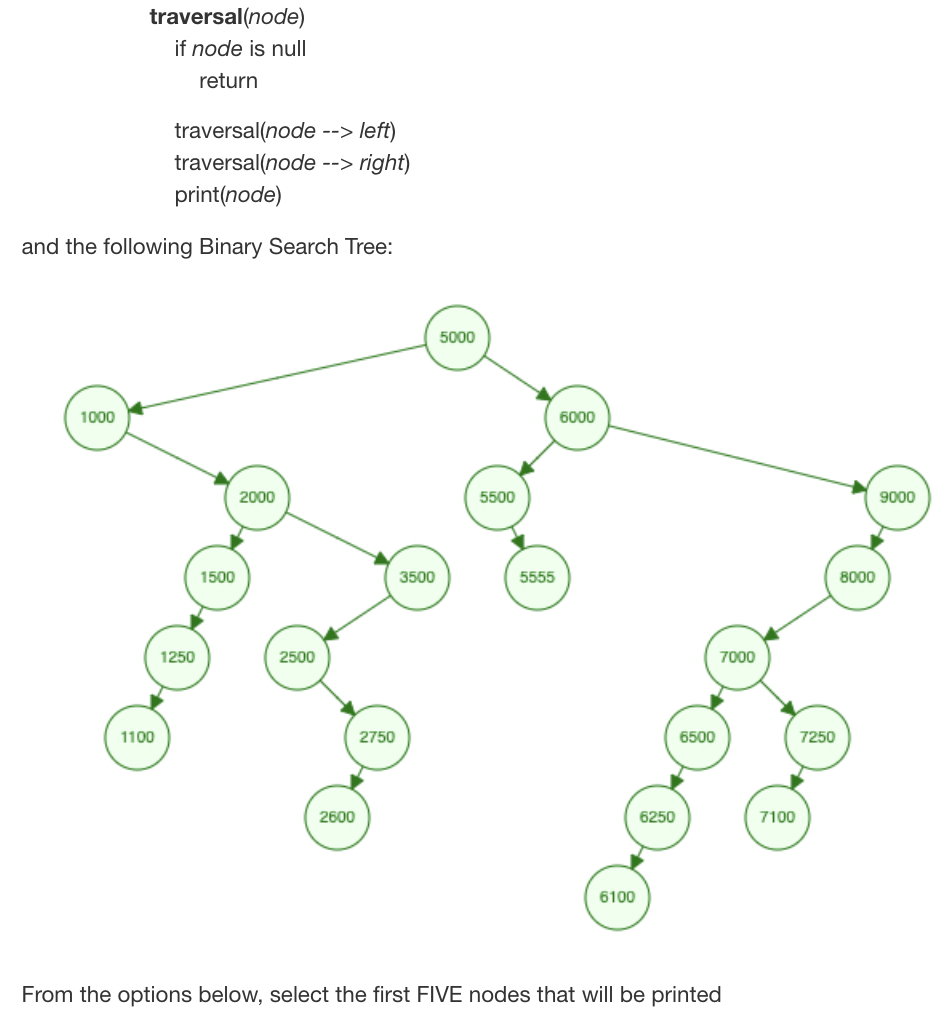 Solved traversal(node) if node is null return traversal(node | Chegg.com