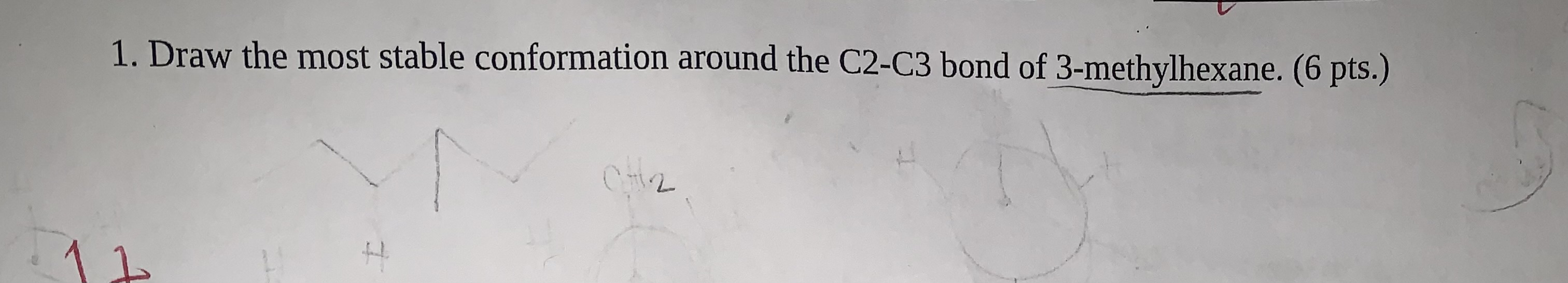 Solved 1. Draw the most stable conformation around the C2-C3 | Chegg.com