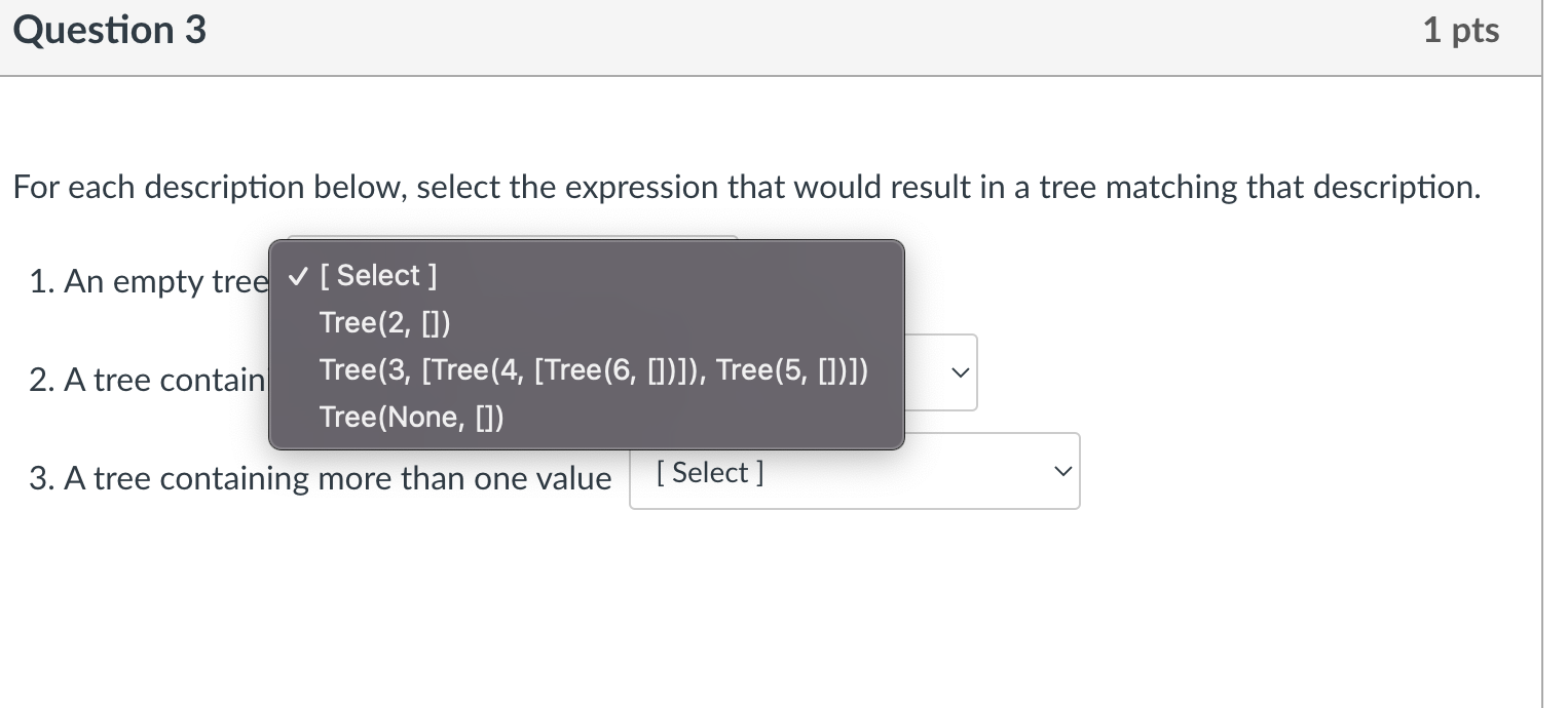 Solved For each description below, select the expression | Chegg.com