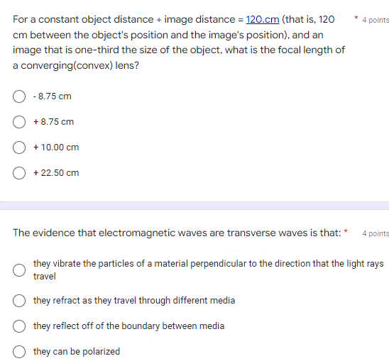 Solved 4 points For a constant object distance + image | Chegg.com