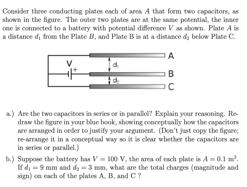 Solved Consider three conducting plates each of area A that | Chegg.com