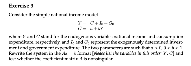 Solved Exercise 3 Consider the simple national-income model | Chegg.com