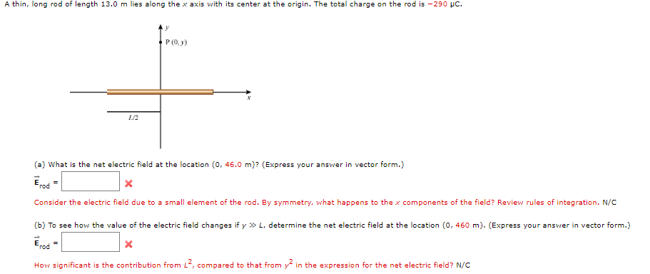 Solved A thin, long rod of length 13.0 m lies along the x | Chegg.com