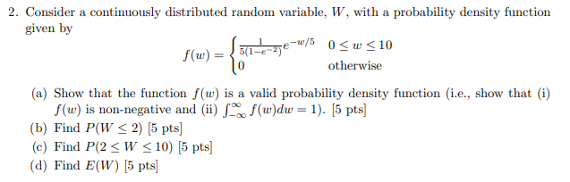 Solved 2. Consider a continuously distributed random | Chegg.com