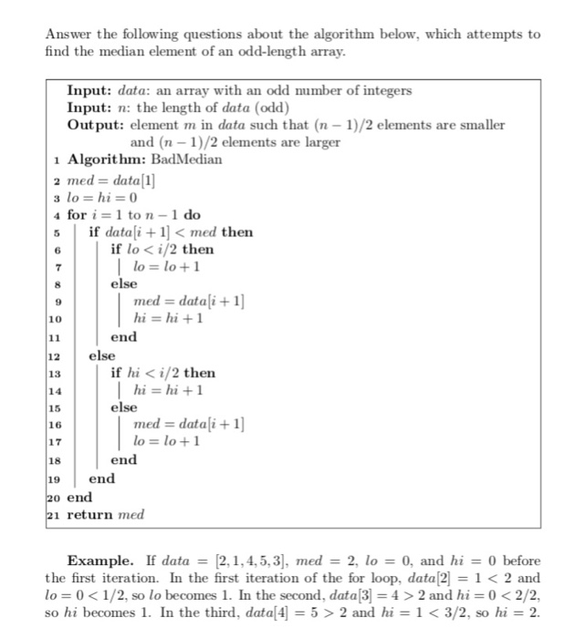 Solved Answer the following questions about the algorithm | Chegg.com