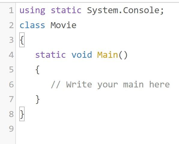 Solved Write a program named Movie that contains a method | Chegg.com