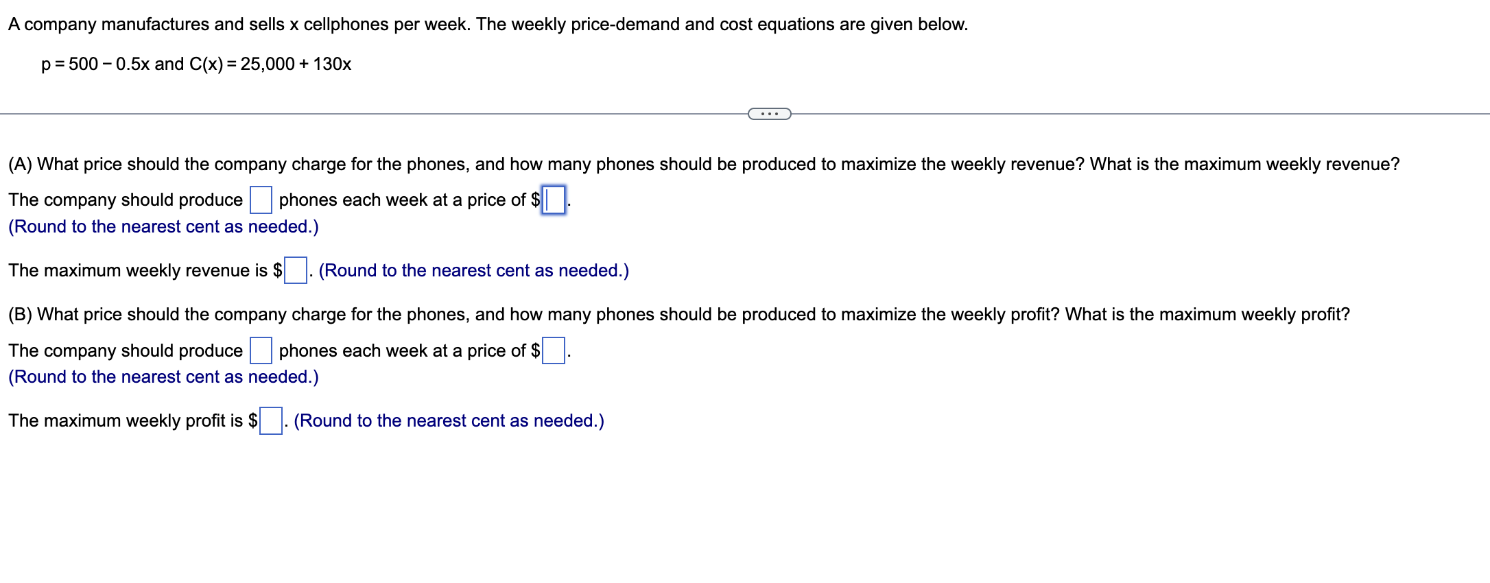 Solved A company manufactures and sells x cellphones per | Chegg.com