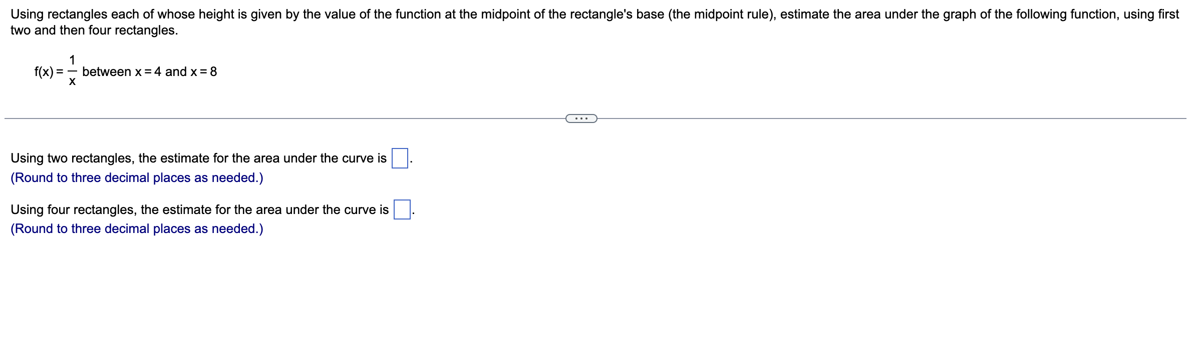 Solved two and then four rectangles. f(x)=x1 between x=4 and | Chegg.com