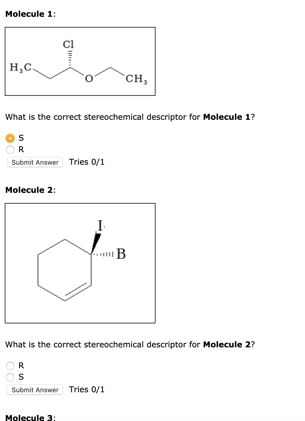 Solved Molecule 1: cl H,C. CH, What is the correct | Chegg.com