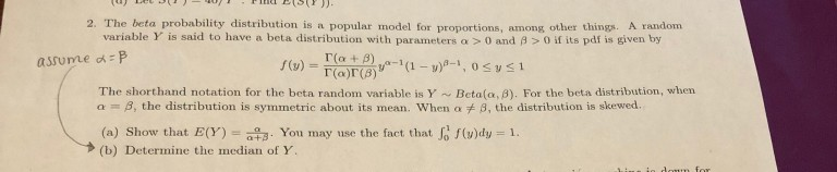 Solved 2. The beta probability distribution is a popular | Chegg.com