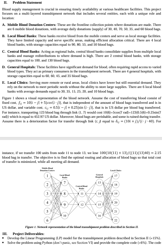 Solved II. ﻿Problem StatementBlood supply management is | Chegg.com