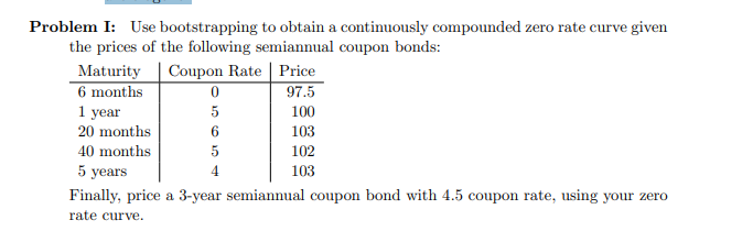 Problem I: Use bootstrapping to obtain a continuously | Chegg.com