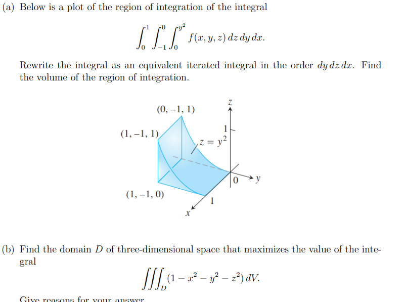 Solved (a) Below is a plot of the region of integration of | Chegg.com