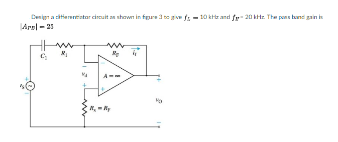 Solved Design a differentiator circuit as shown in figure 3 | Chegg.com
