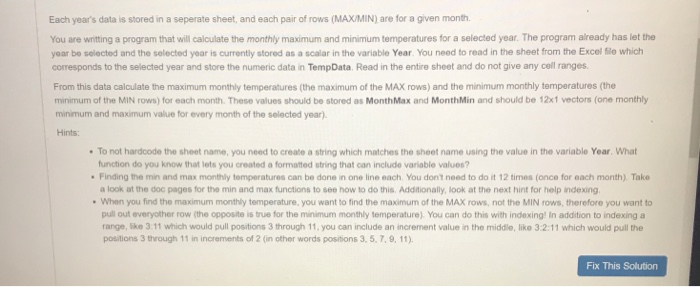 Solved Problem Summary The Excel file "Clemson Temp xlsx" | Chegg.com