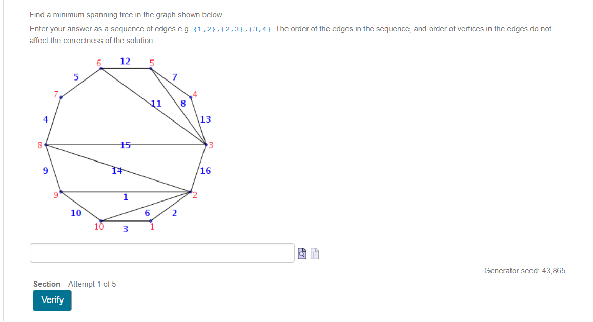 Solved Find A Minimum Spanning Tree In The Graph Shown 