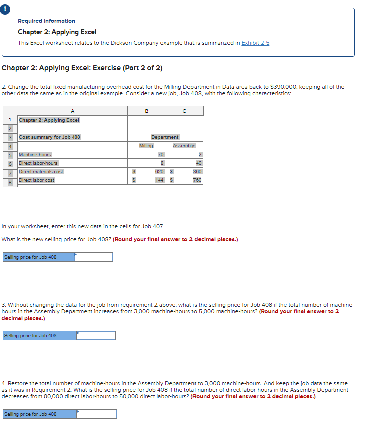Solved Chapter 2: Applying Excel: Exercise (Part 2 of 2) 2 | Chegg.com