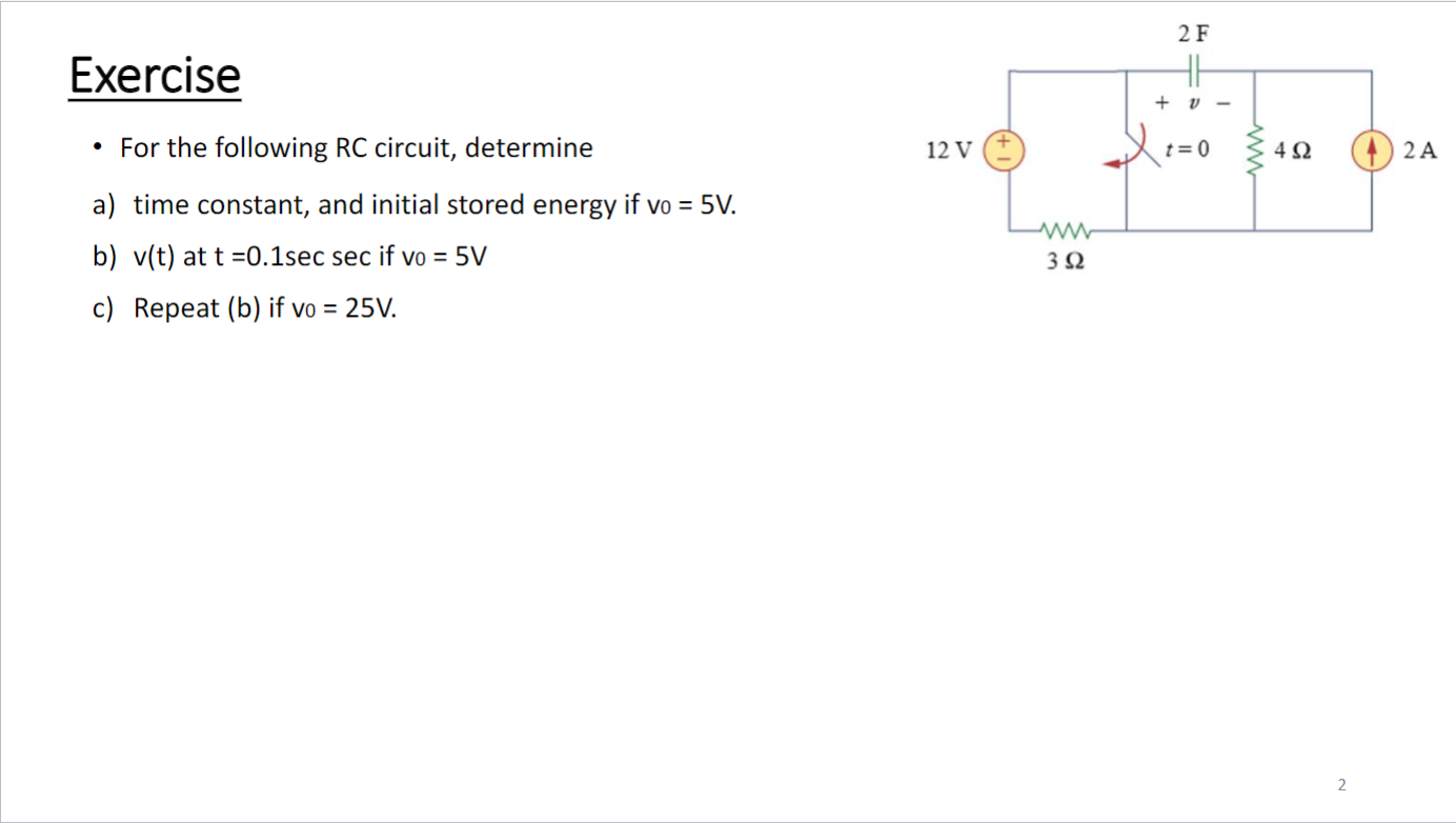 Solved - For the following RC circuit, determine a) time | Chegg.com