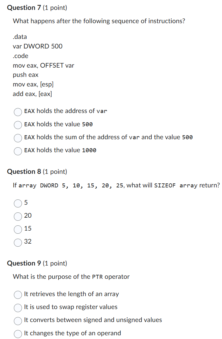 Solved Question 7 (1 ﻿point)What happens after the following | Chegg.com