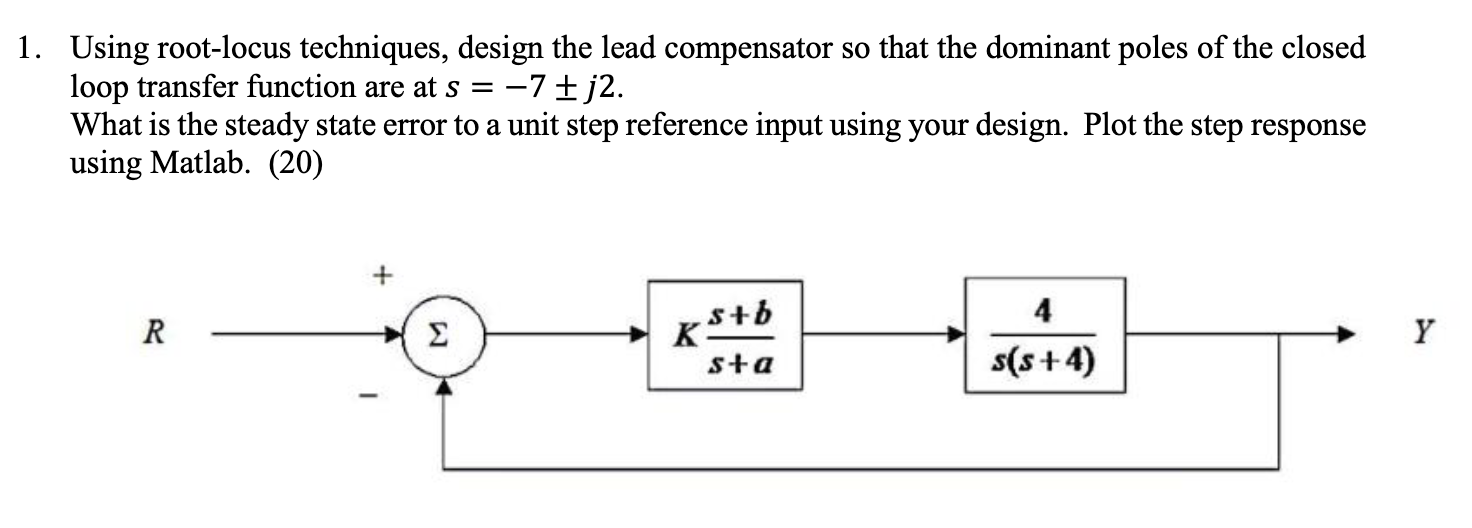Solved Using root-locus techniques, design the lead | Chegg.com