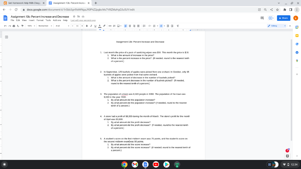 Solved C Get Homework Help With Chego X Assignment 13b. | Chegg.com