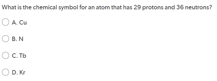 Solved What is the chemical symbol for an atom that has 29 | Chegg.com