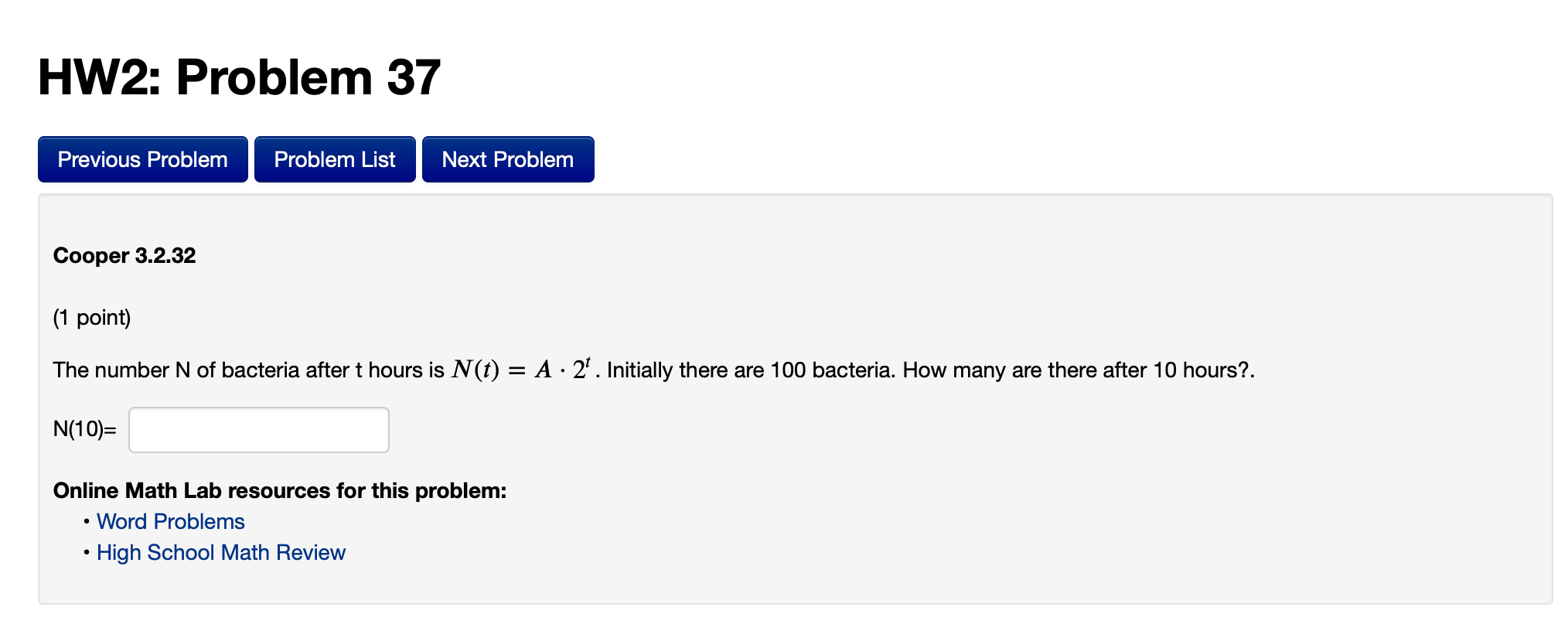 Solved HW2: Problem 37 Previous Problem Problem List Next | Chegg.com