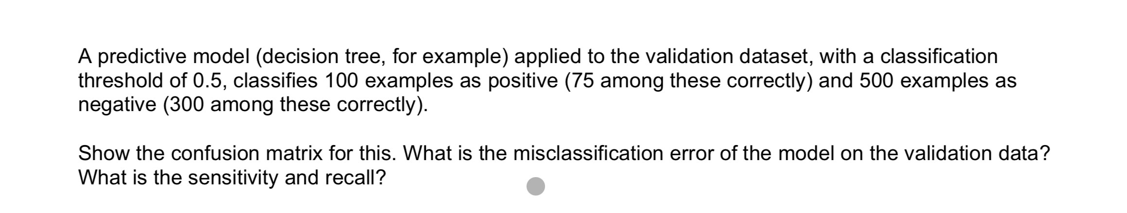 Solved A predictive model (decision tree, for example) | Chegg.com