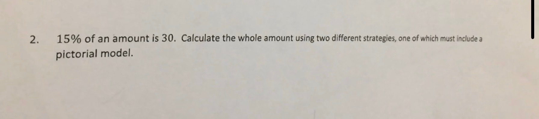 Solved 15 Of An Amount Is 30 Calculate The Whole Amount Chegg