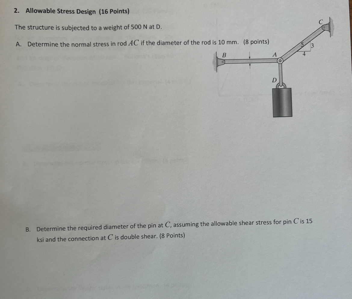 Solved Allowable Stress Design (16 ﻿Points)The structure is | Chegg.com